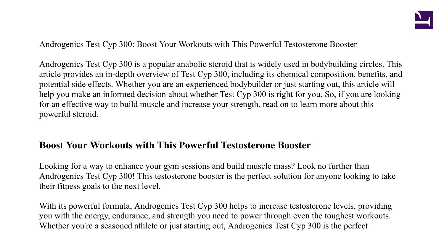 Androgenics Test Cyp 300.pdf | DocDroid