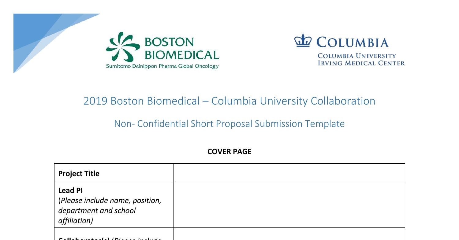 Boston Biomedical - Columbia University short proposal template FINAL ...
