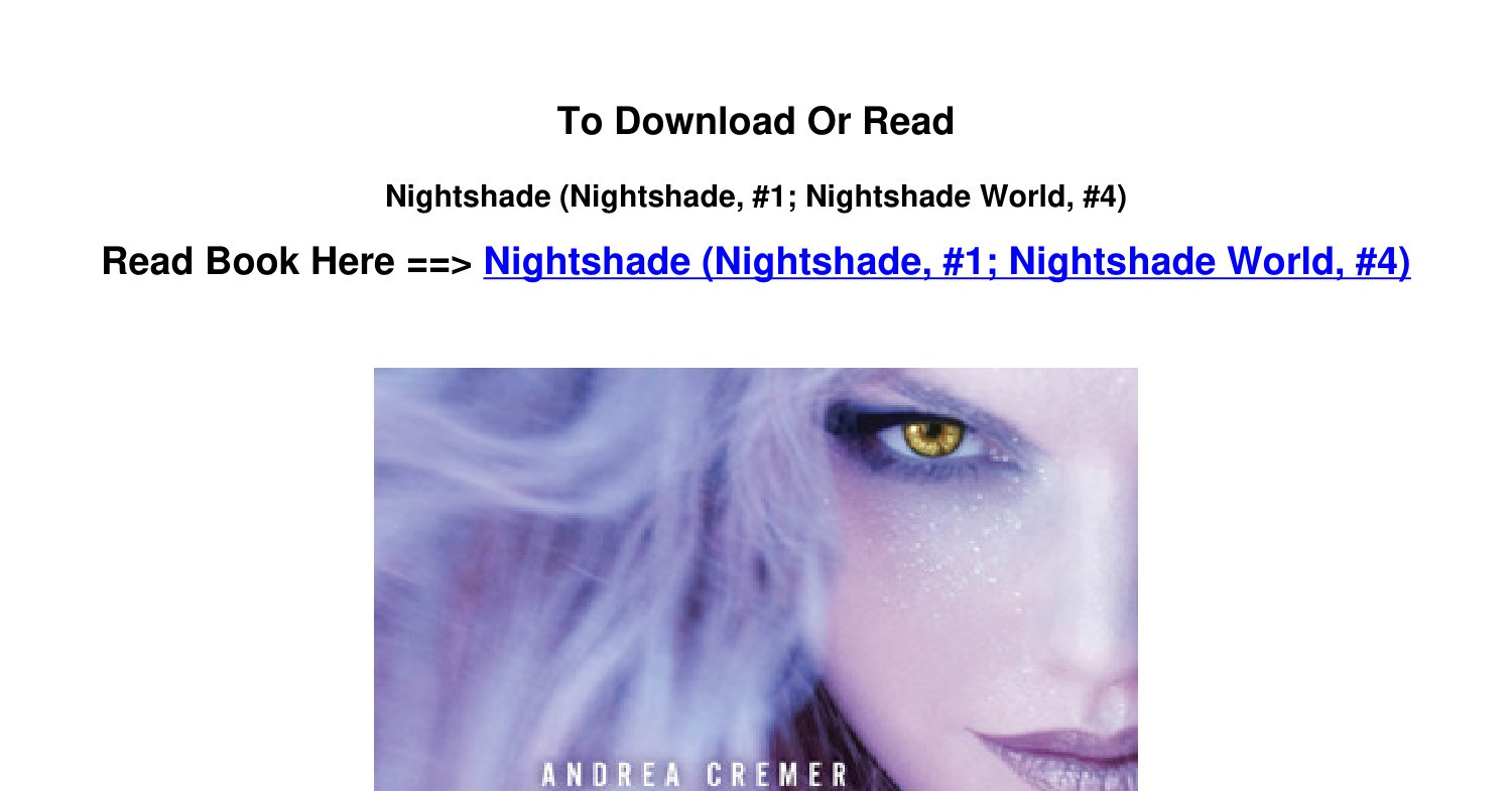 PDF download Nightshade Nightshade 1 Nightshade World 4 BY Andrea Cremer.pdf | DocDroid
