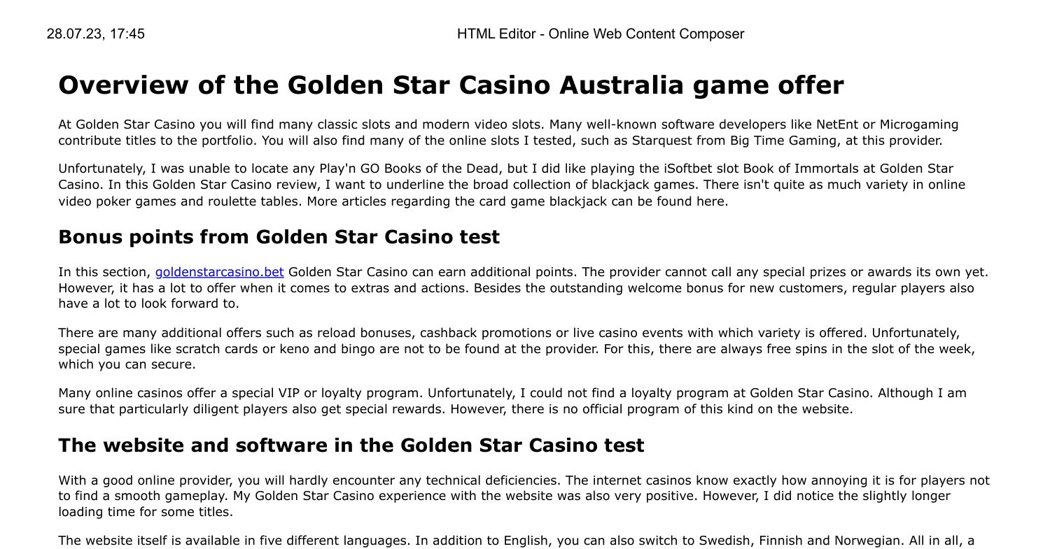 Overview of the Golden Star Casino Australia game offer.pdf | DocDroid