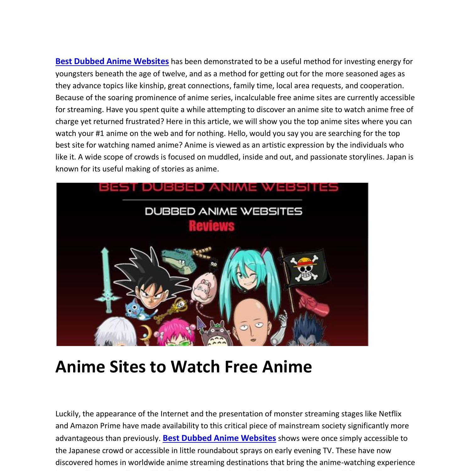 Best Dubbed Anime Websites pdf DocDroid