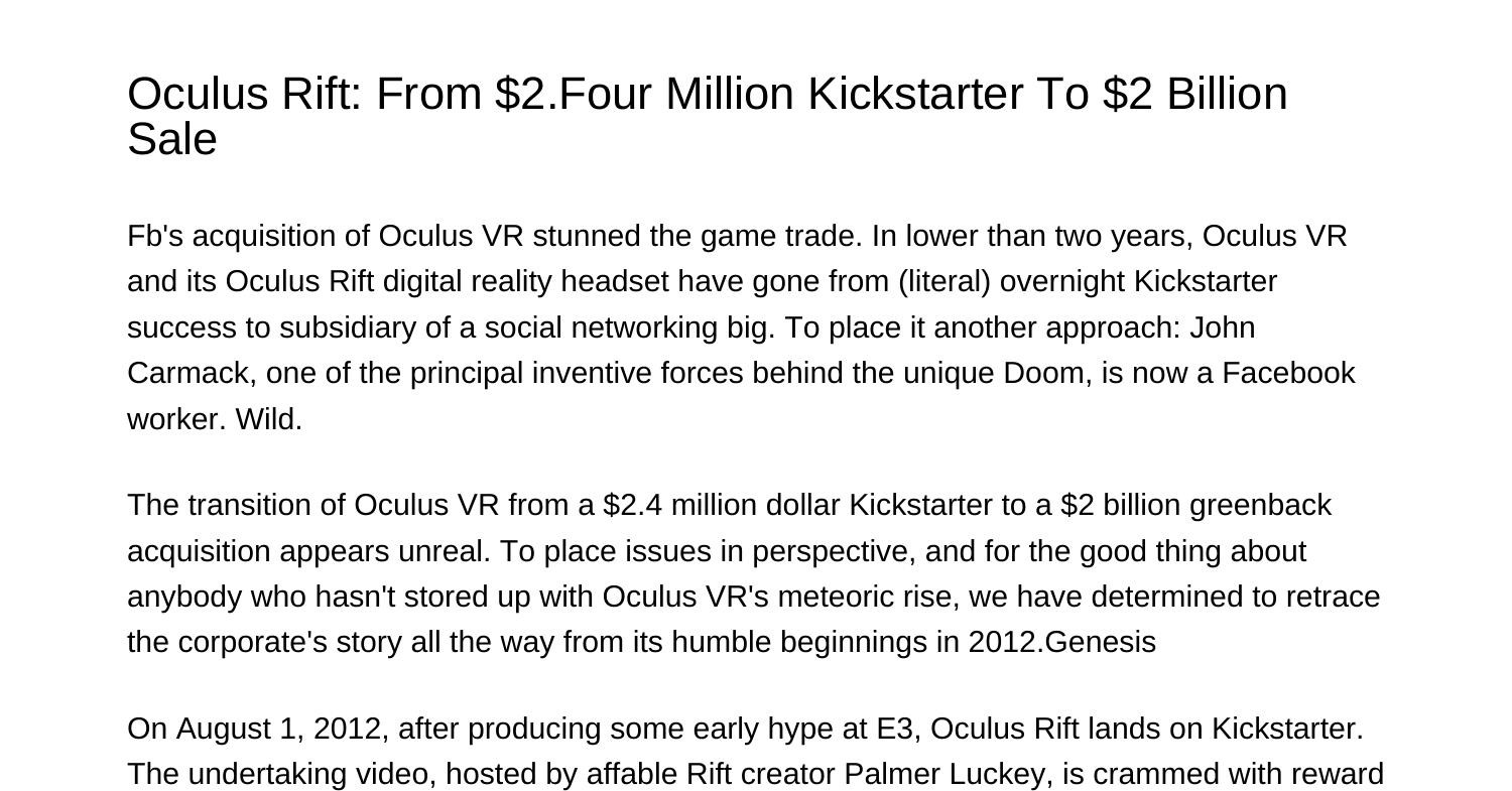 Oculus Rift From 2Four Million Kickstarter To 2 Billion Salestyuu.pdf.pdf | DocDroid