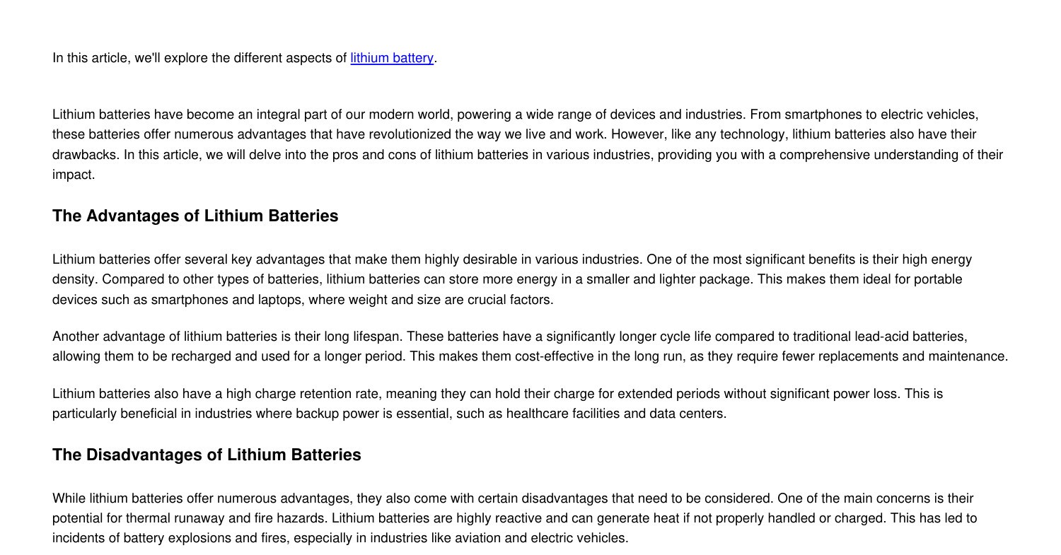 Exploring the Pros and Cons of Lithium Batteries in Various Industries.pdf | DocDroid