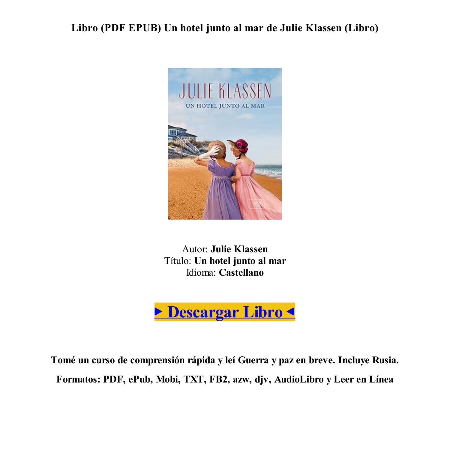 (GRATIS) [PDF FB2] Un hotel junto al mar de Julie Klassen Libro.pdf | DocDroid