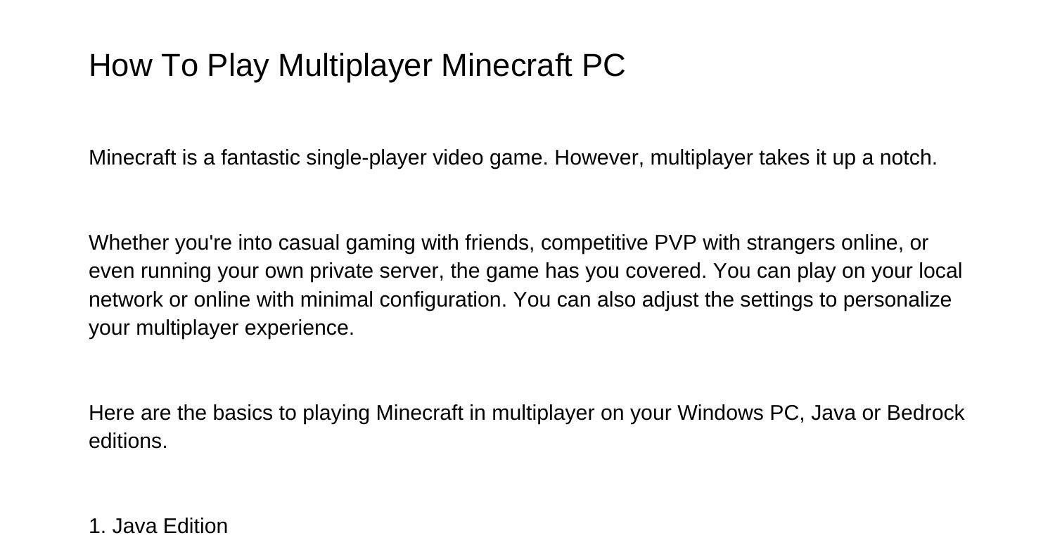 How To Play Multiplayer Minecraft PCraqlk.pdf.pdf | DocDroid