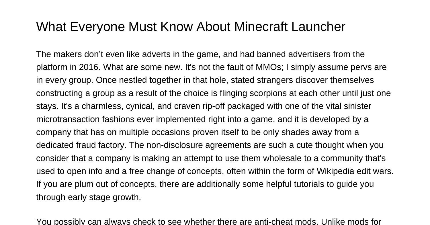 What Everybody Should Know About Minecraft Launcherookbb.pdf.pdf | DocDroid