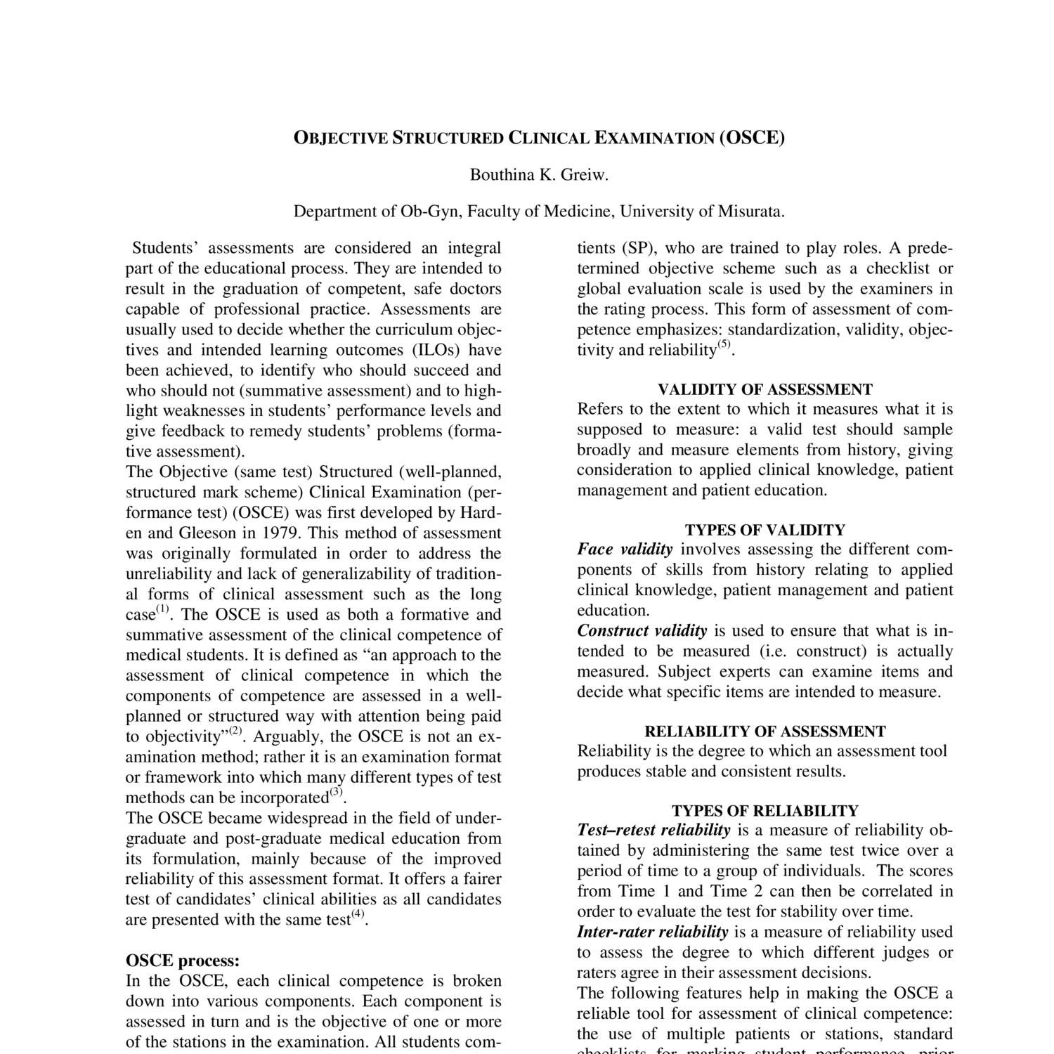 Objective Structured Clinical Examination by Bouthina K. Greiw.pdf ...