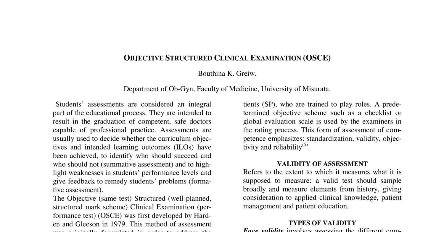 Objective Structured Clinical Examination by Bouthina K. Greiw.pdf ...