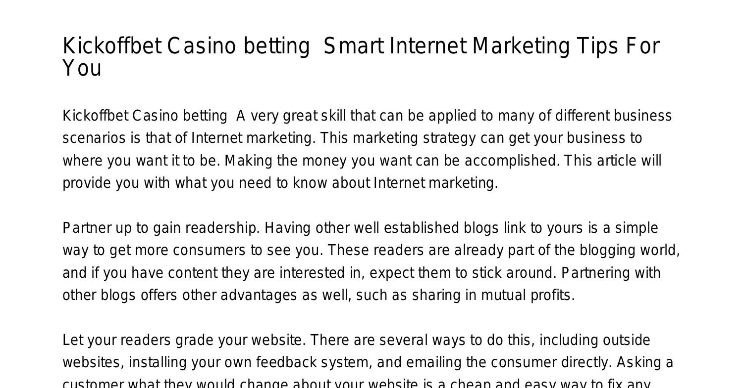 Kickoffbet Casino betting แทงบอล Smart Internet Marketing Tips For ...