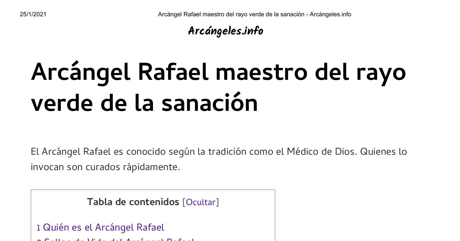 Arcángel Rafael maestro del rayo verde de la sanación - Arcángeles.info ...