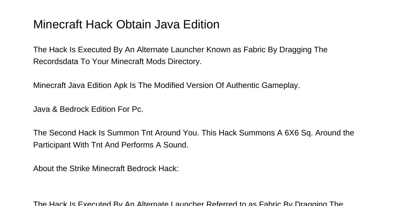 Minecraft Hack Download Java Versionudjsj.pdf.pdf | DocDroid