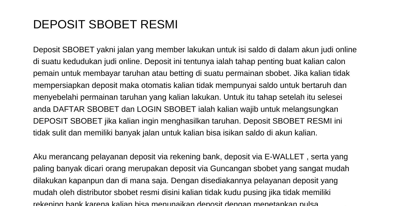 DEPOSIT SBOBET RESMIvhohy.pdf.pdf | DocDroid
