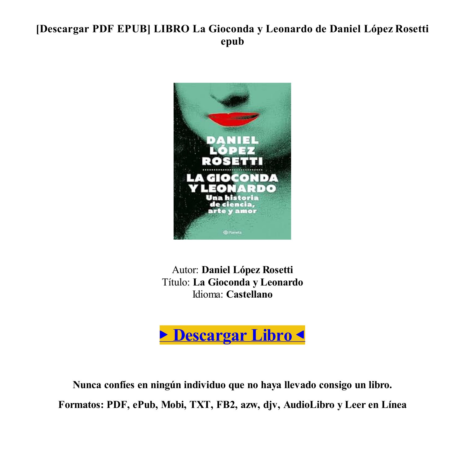 [PDF FB2] LIBRO La Gioconda y Leonardo de Daniel López Rosetti EPUB.pdf | DocDroid