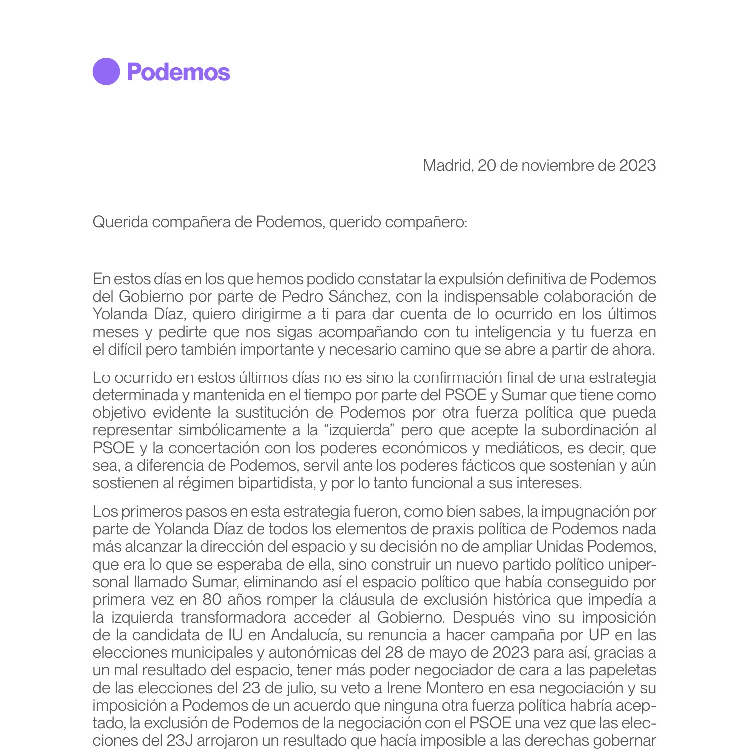 Carta de Ione Belarra a la militancia de Podemos.pdf | DocDroid