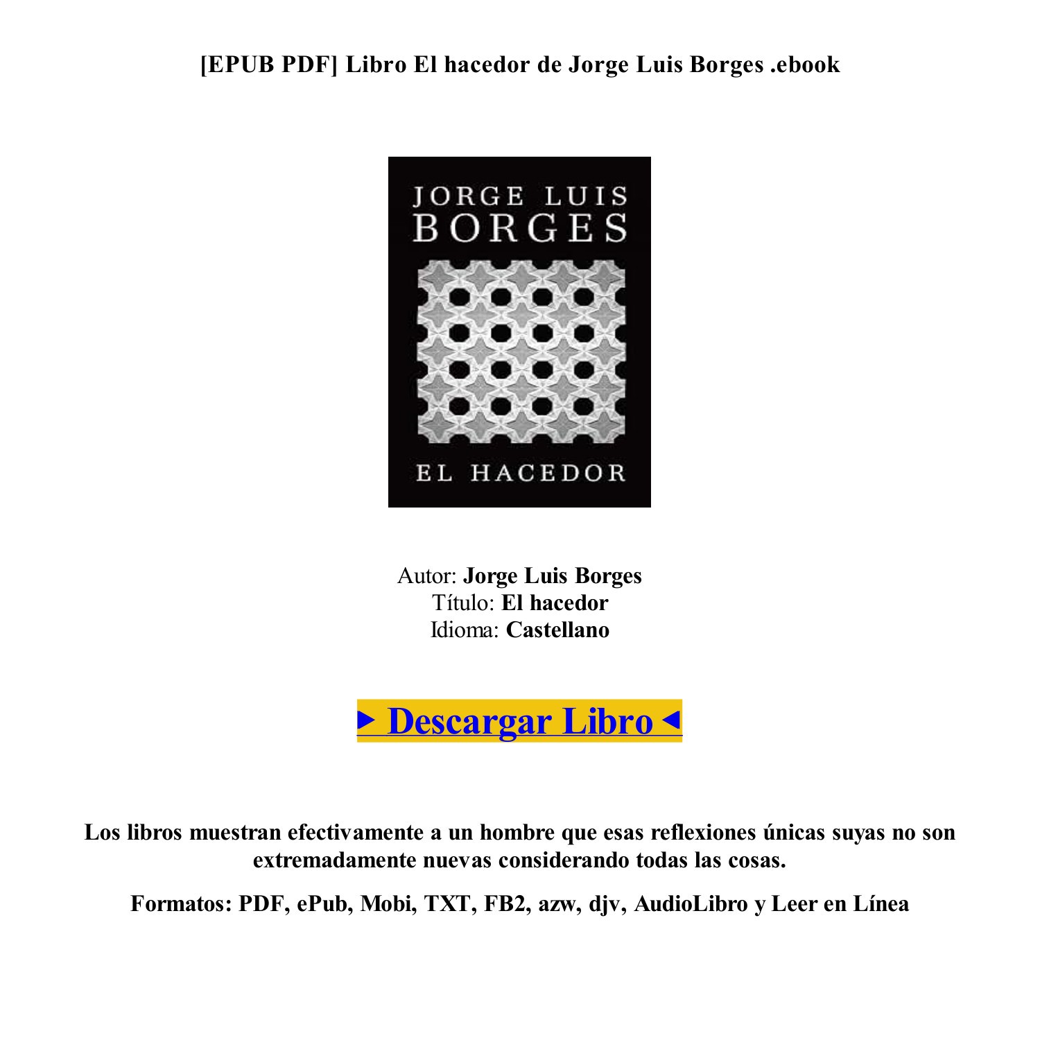 Descargar LIBRO El hacedor de Jorge Luis Borges TXT.pdf | DocDroid