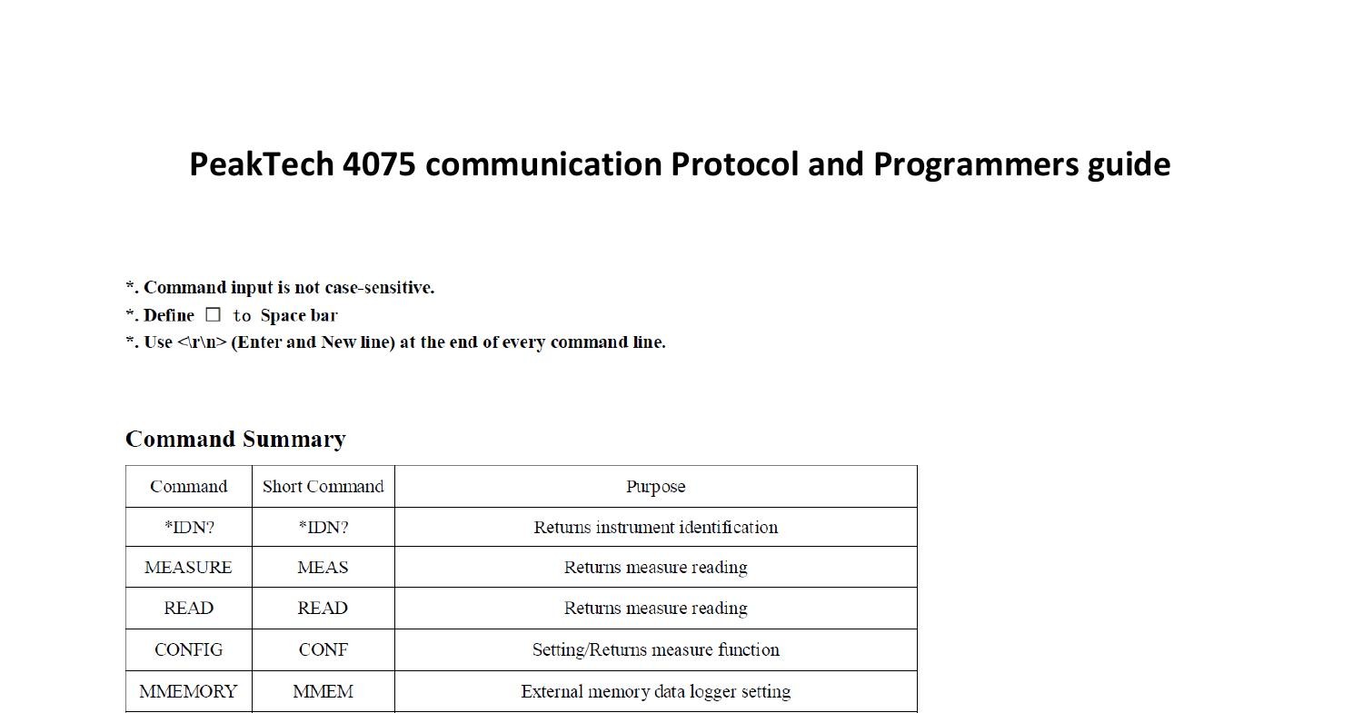 PeakTech 4075 communication Protocol and Programmers guide.pdf | DocDroid