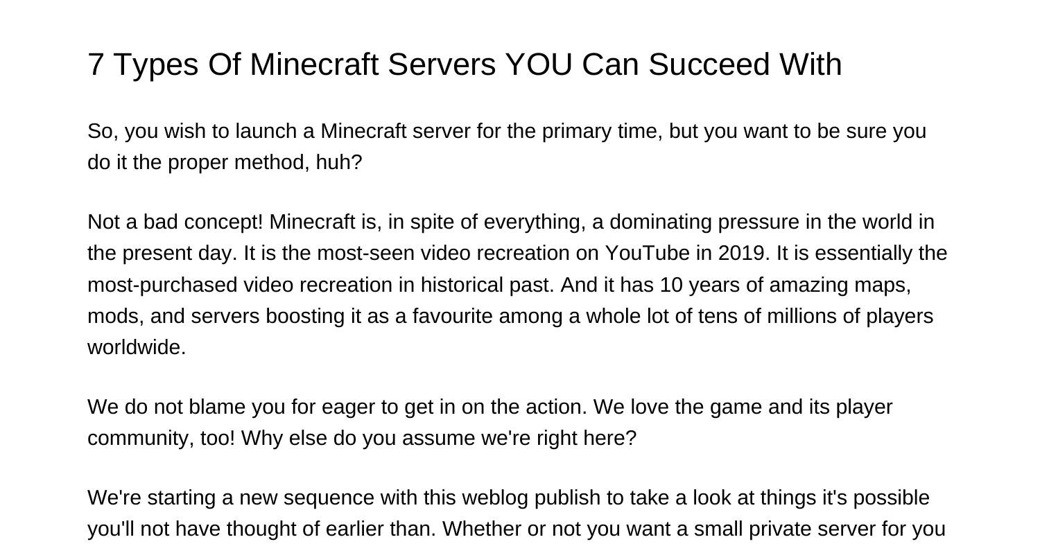 7 Types Of Minecraft Servers YOU Can Succeed Withhvroj.pdf.pdf | DocDroid