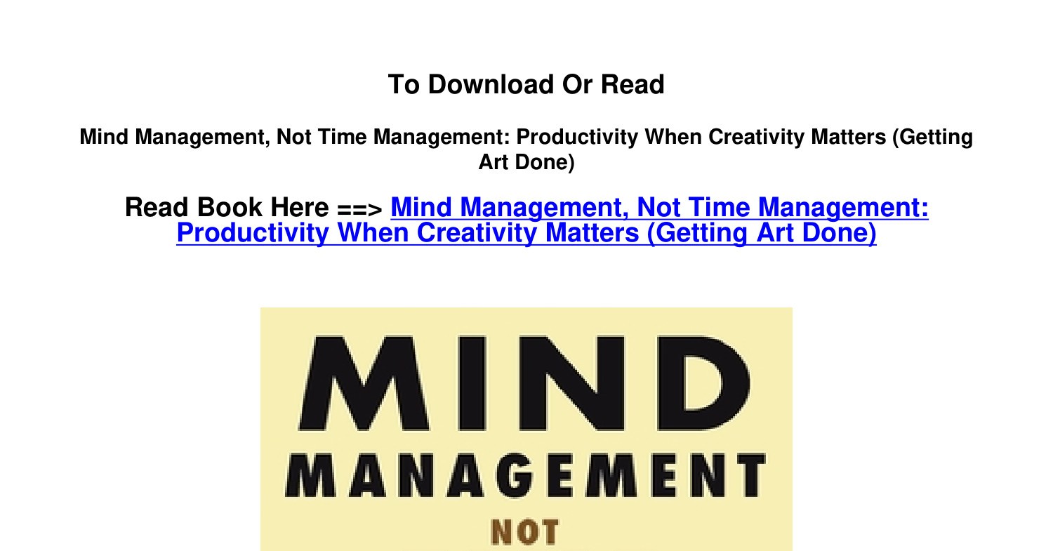 epub Download Mind Management Not Time Management Productivity When .pdf | DocDroid