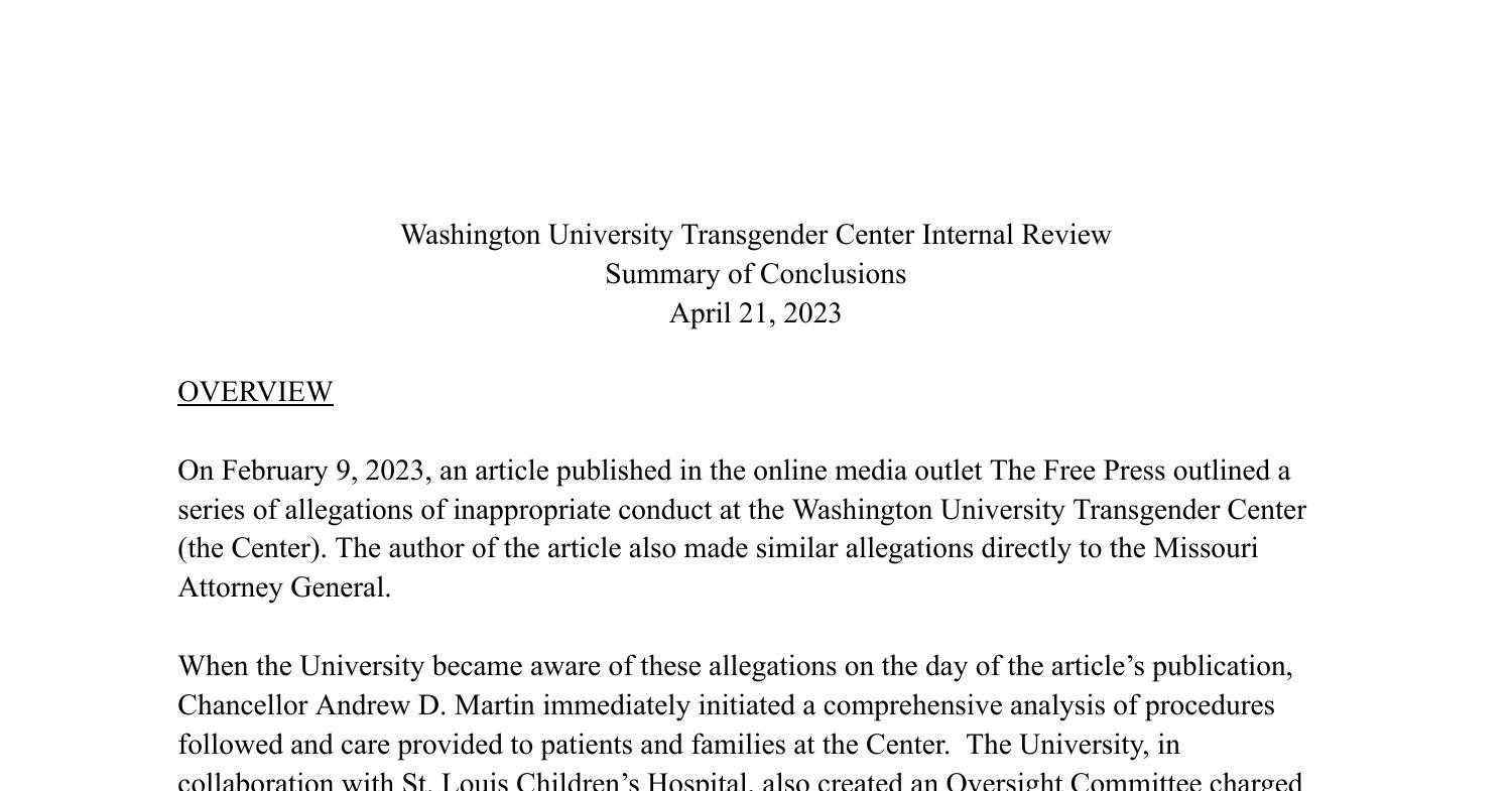 Washington-University-Summary-of-Conclusions.pdf | DocDroid