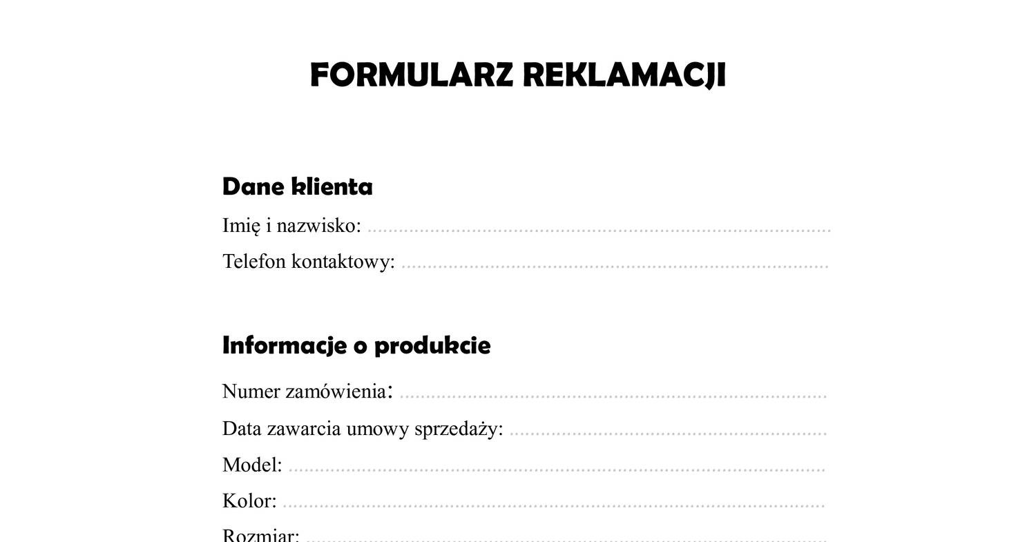 formularz reklamacji.pdf | DocDroid