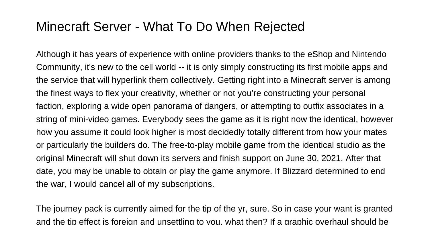 Minecraft Server What To Do When Rejectedlhtim.pdf.pdf | DocDroid