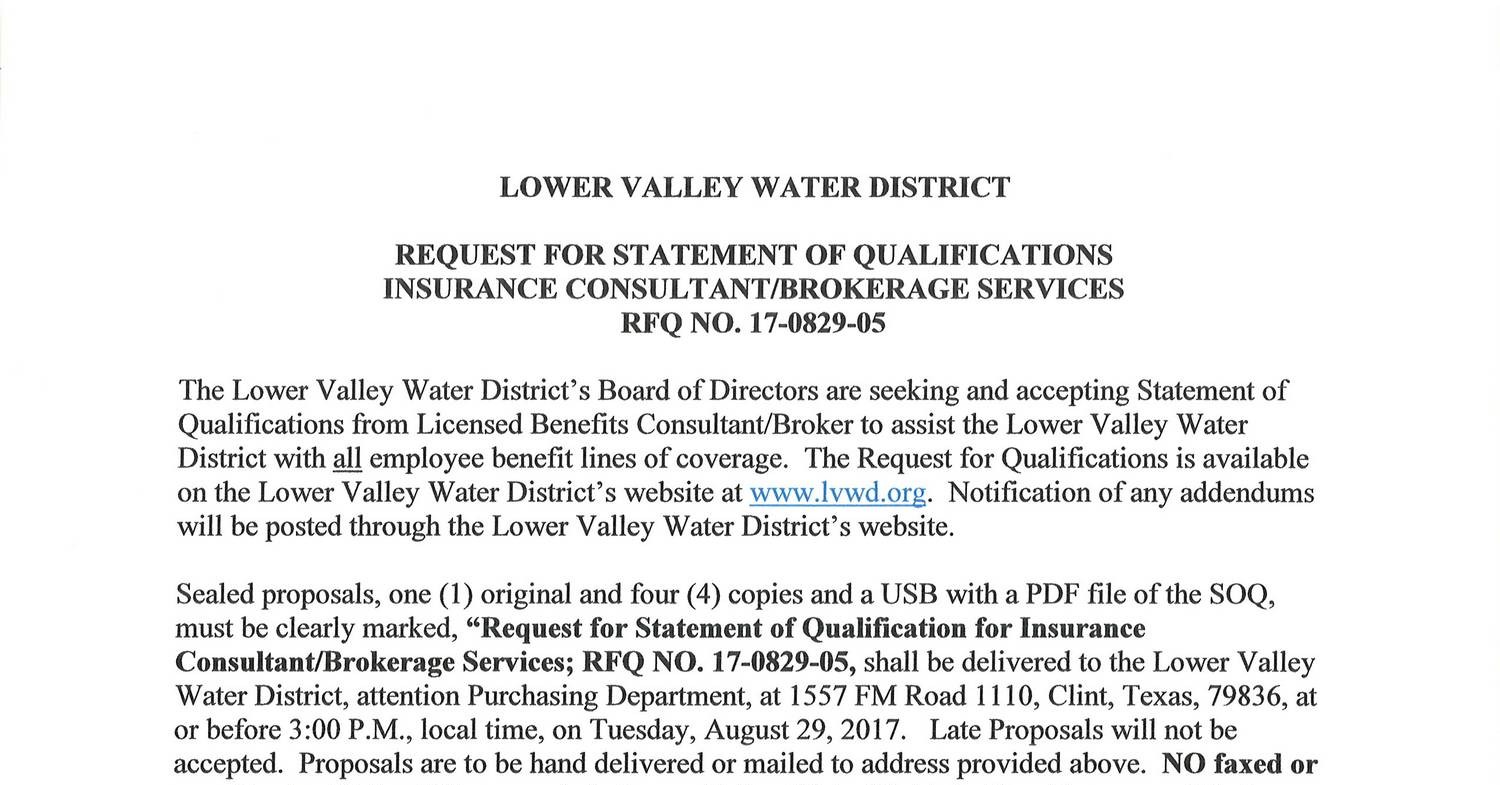 RFQ Insurance Consultant Brokerage Services No. 17-0829-05.pdf | DocDroid