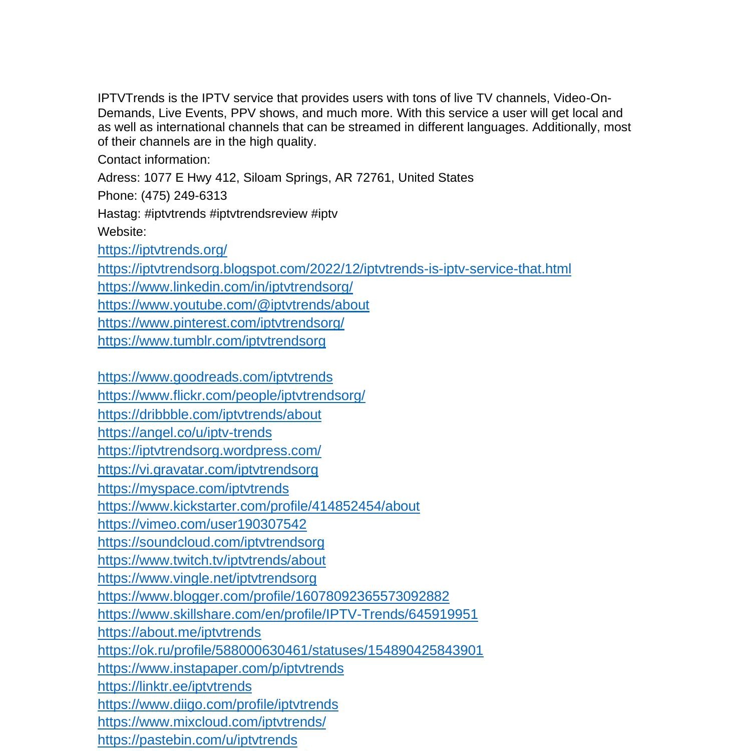 IPTVTrends is the IPTV service that provides users with tons of live TV channels.docx | DocDroid