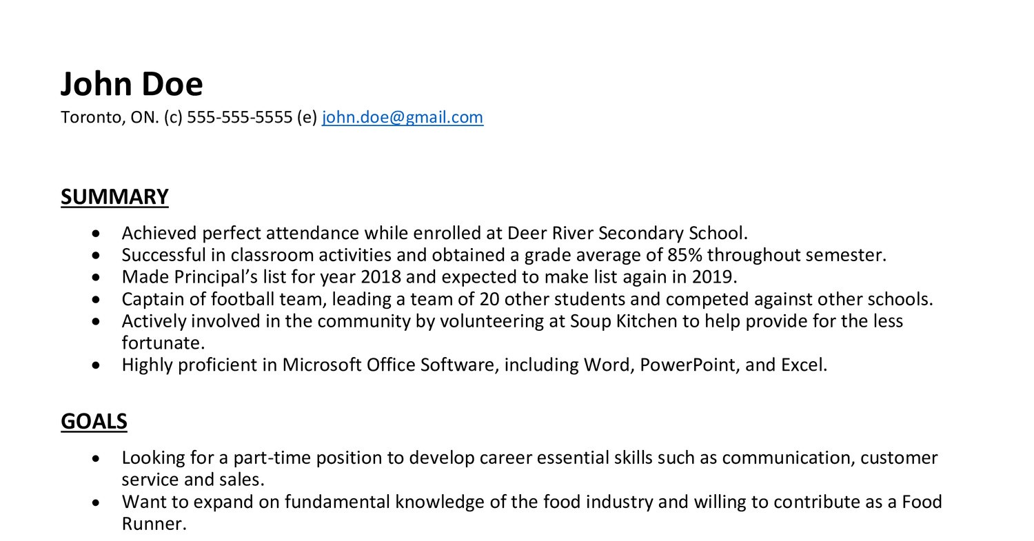 High Schooler Sample Resume.pdf | DocDroid