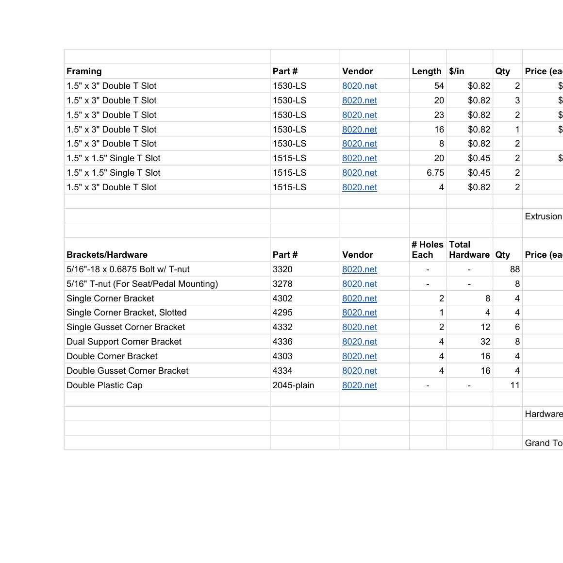 Sim Racing Rig Build Sheet - 8020 Made to Order Length (in).pdf | DocDroid
