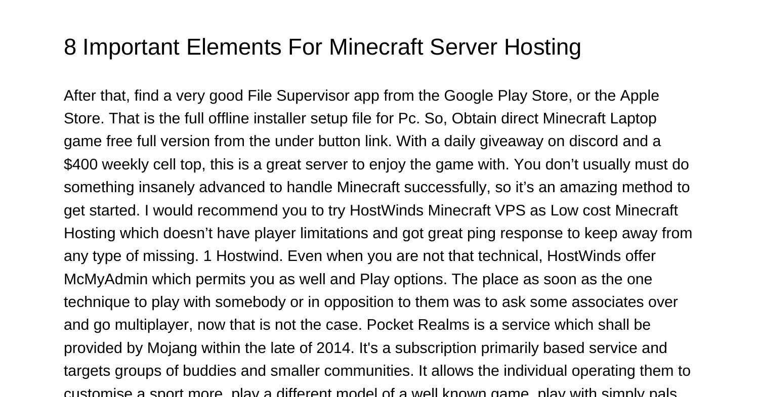 10 Important Elements For Minecraft Server Hostingnxefd.pdf.pdf | DocDroid