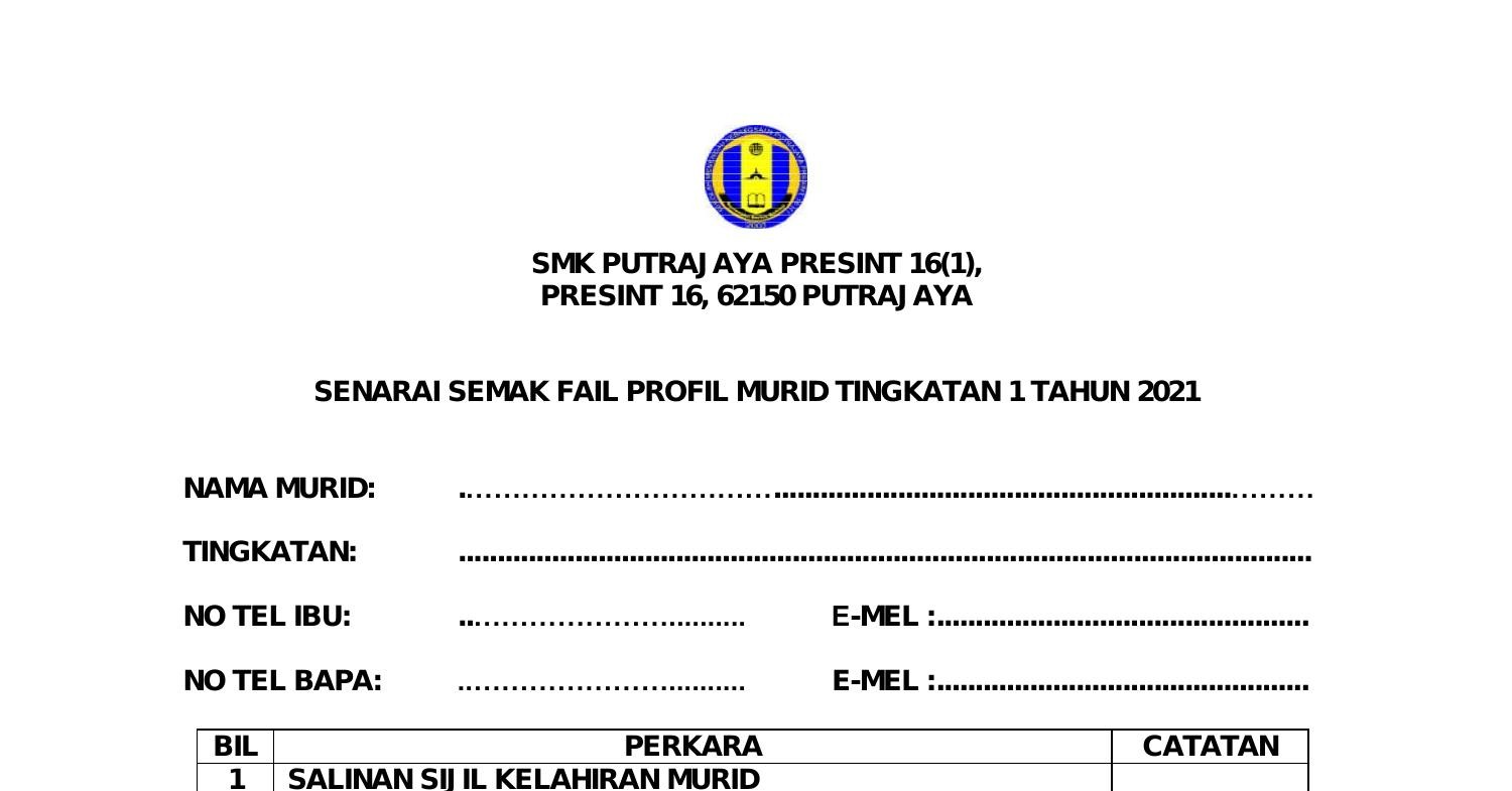 Senarai Semak Fail Profil Murid.pdf | DocDroid