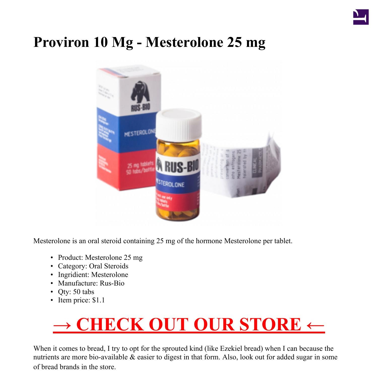 Proviron 10 Mg - Mesterolone 25 mg 50 tabs .pdf | DocDroid