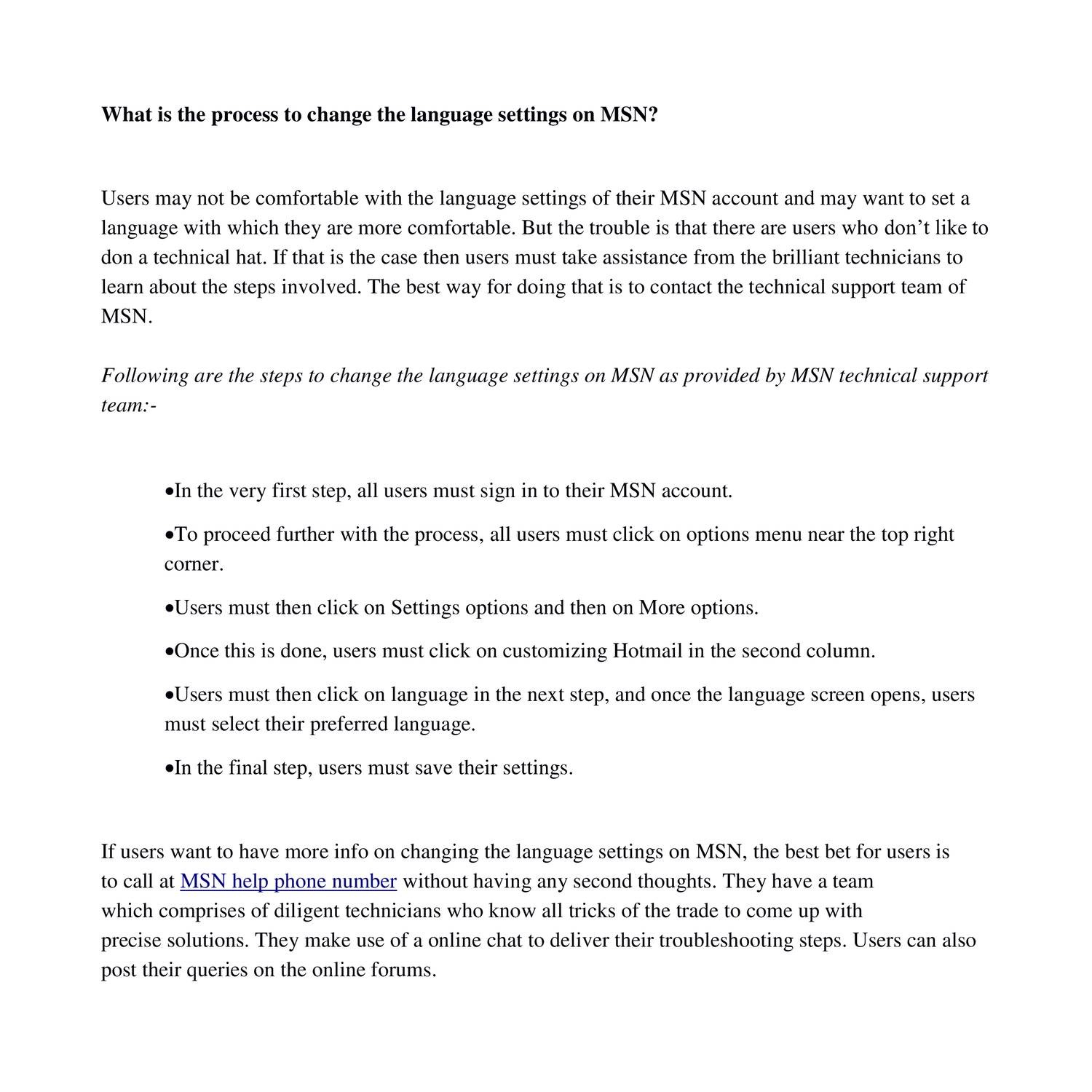 What is the process to change the language settings on MSN.docx | DocDroid