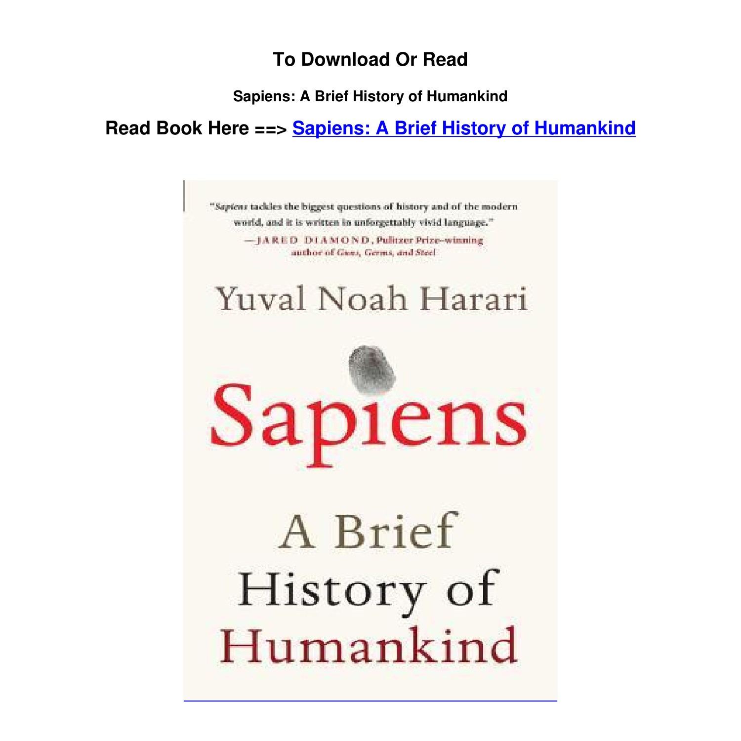 ePub download Sapiens A Brief History of Humankind By Yuval Noah Harari ...