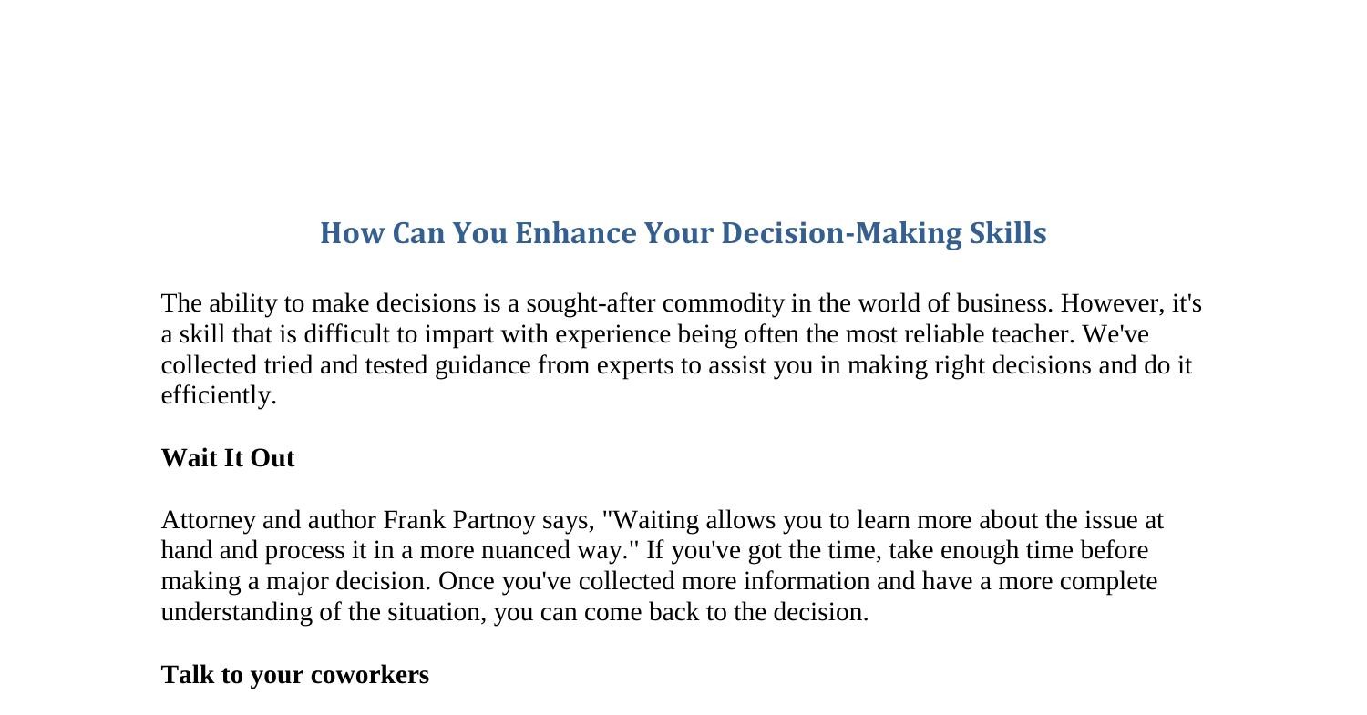 How Can You Enhance Your Decision-Making Skills.pdf | DocDroid