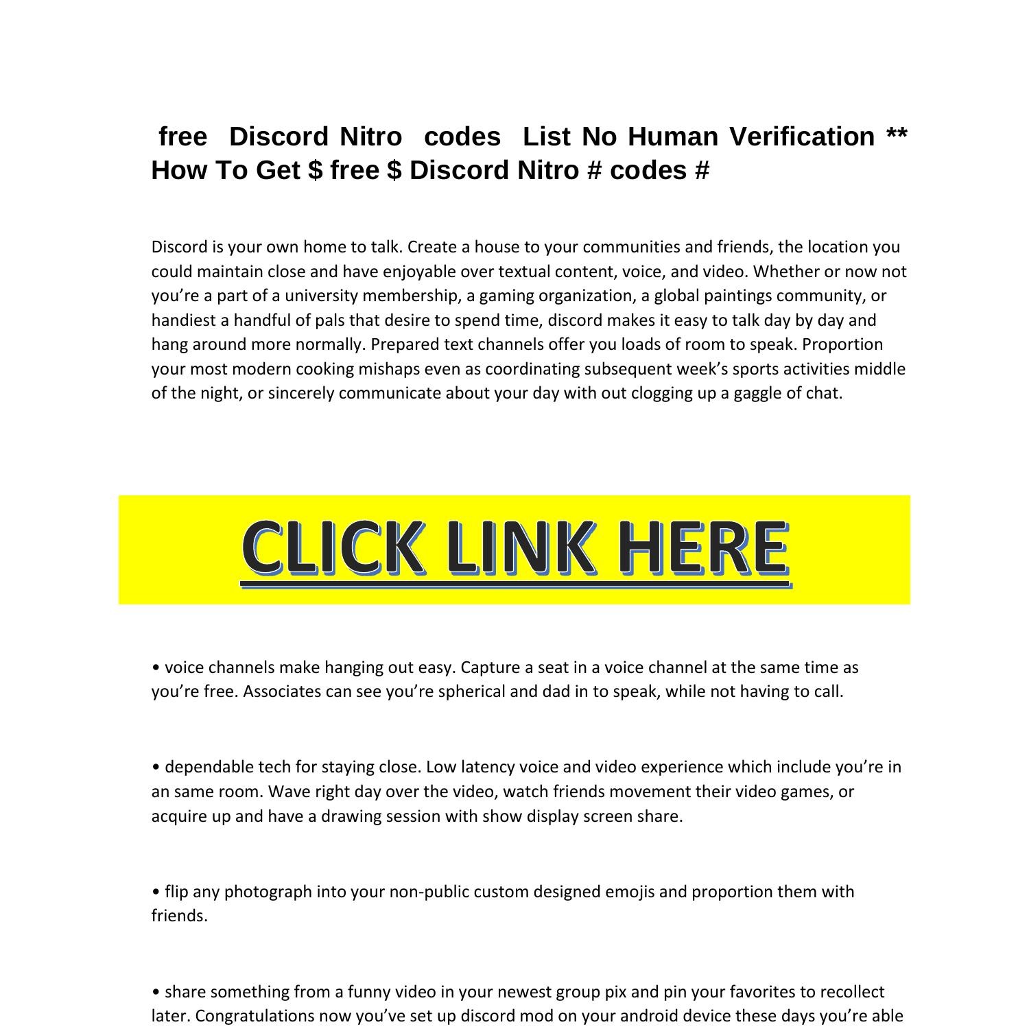 free Discord Nitro codes List No Human Verification.pdf | DocDroid