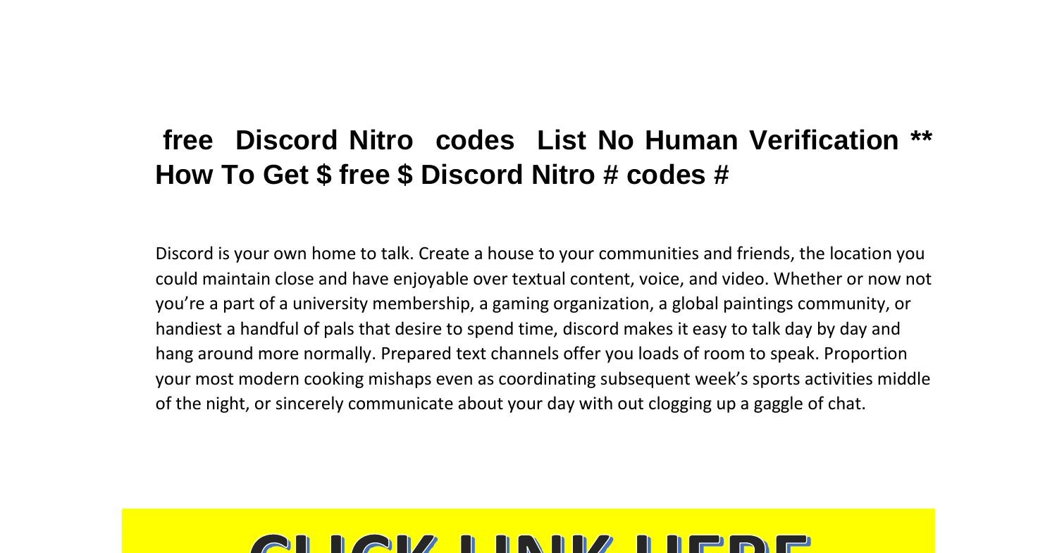 free Discord Nitro codes List No Human Verification.pdf | DocDroid