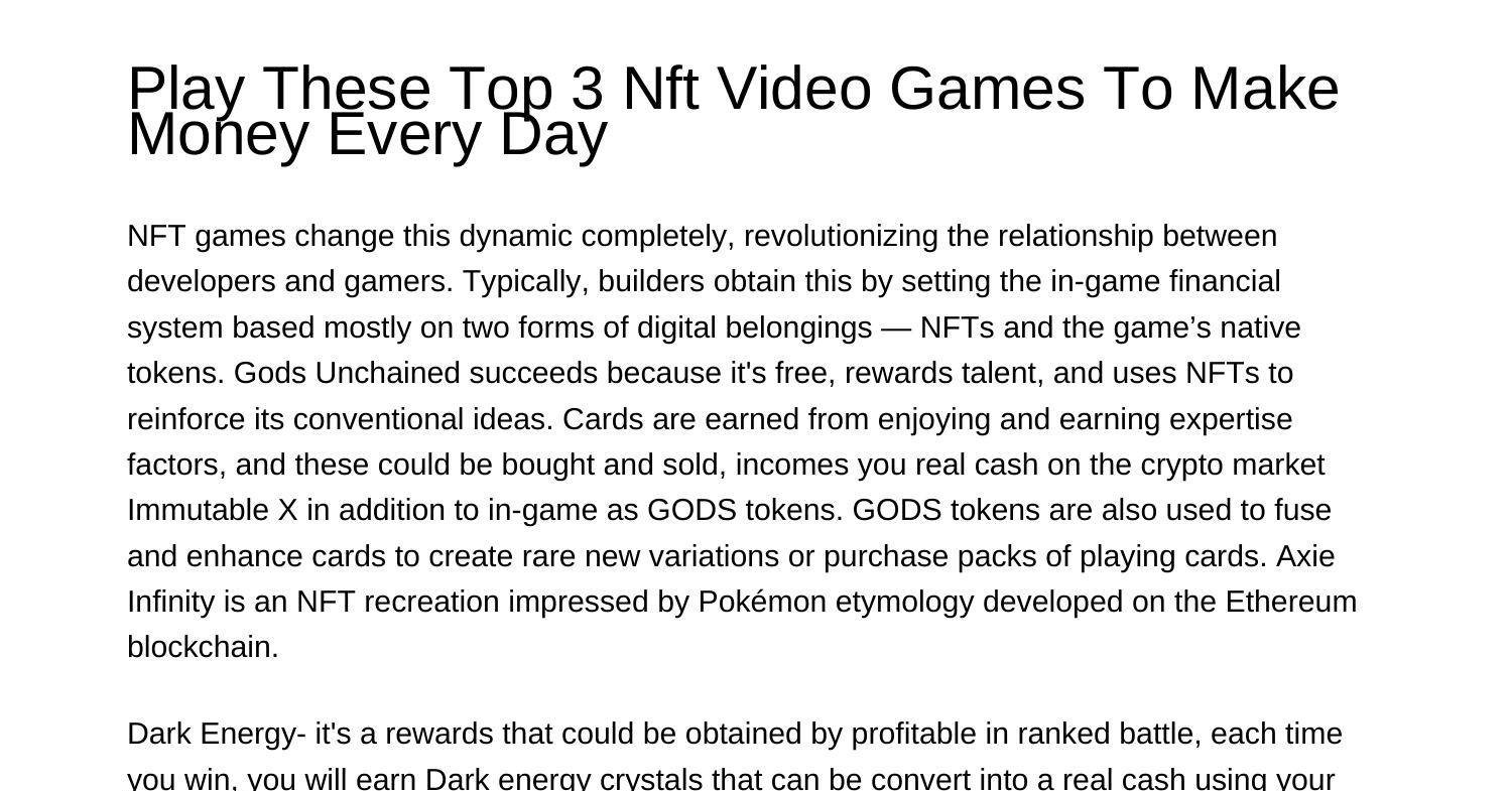 h1Play These Prime Three Nft Games To Make Money Day By Dayh1ncbvn.pdf.pdf | DocDroid