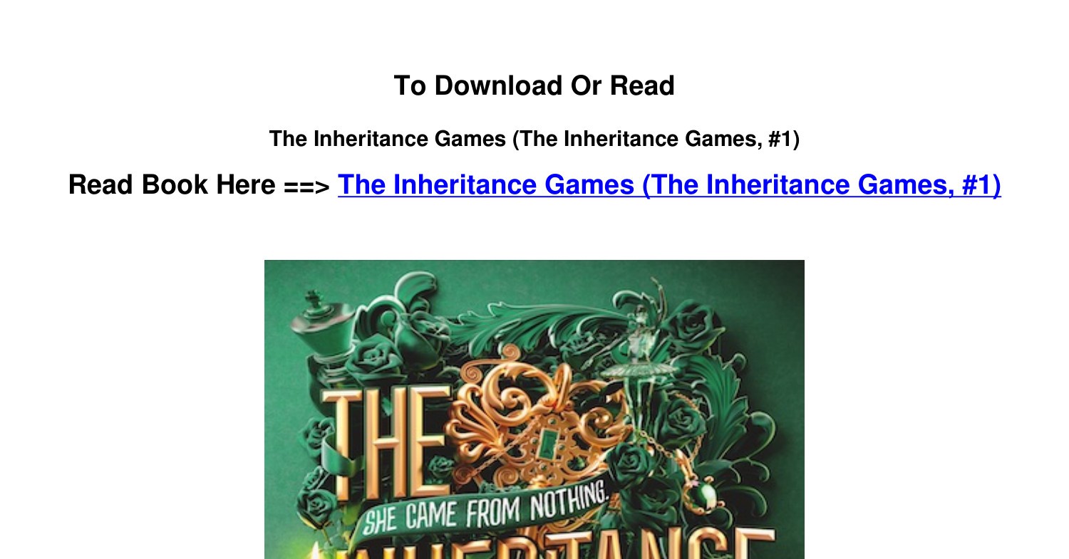 Download Pdf The Inheritance Games The Inheritance Games 1 by Jennifer ...