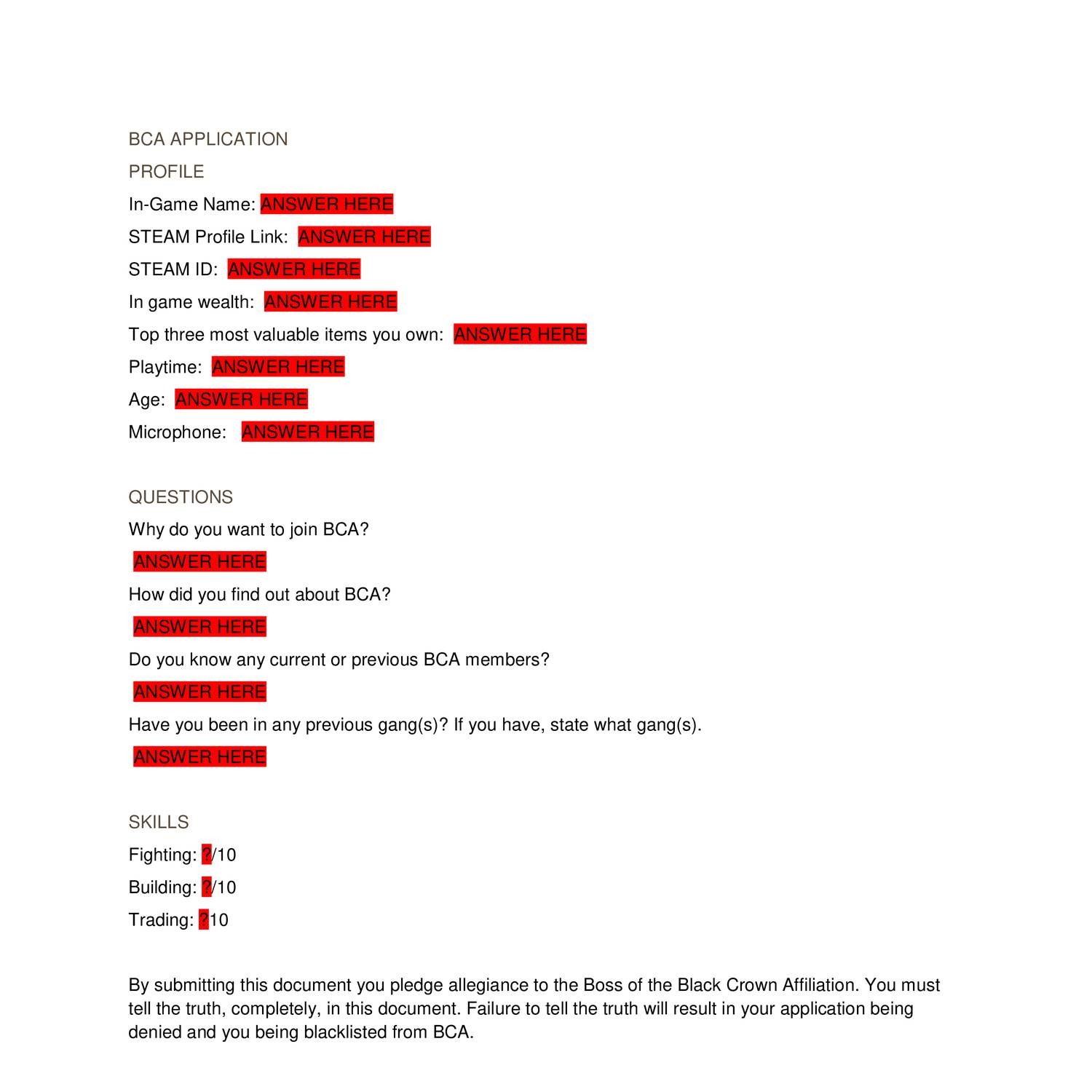 BCA Application Template.docx | DocDroid