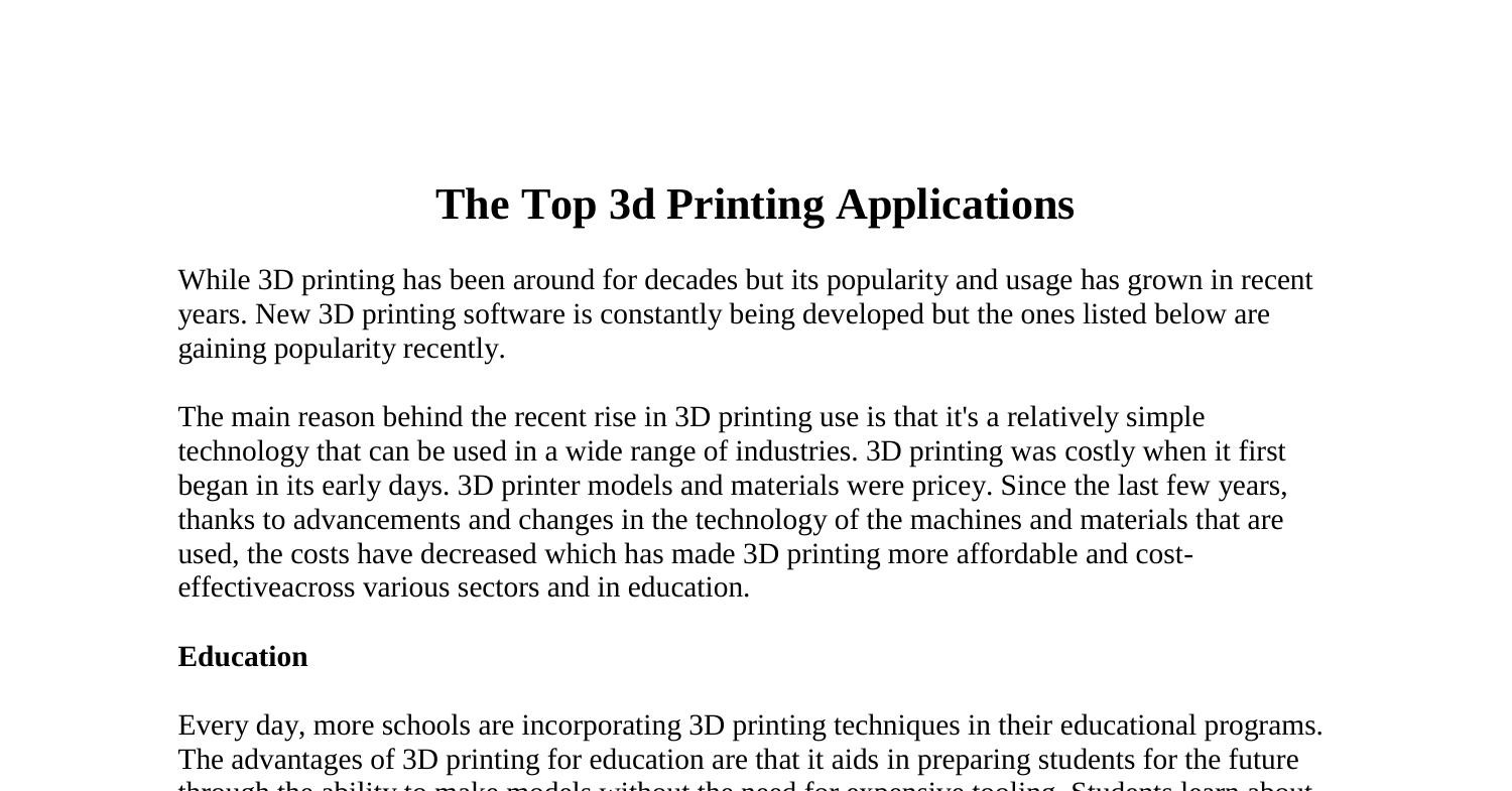 The Top 3d Printing Applications--.pdf | DocDroid