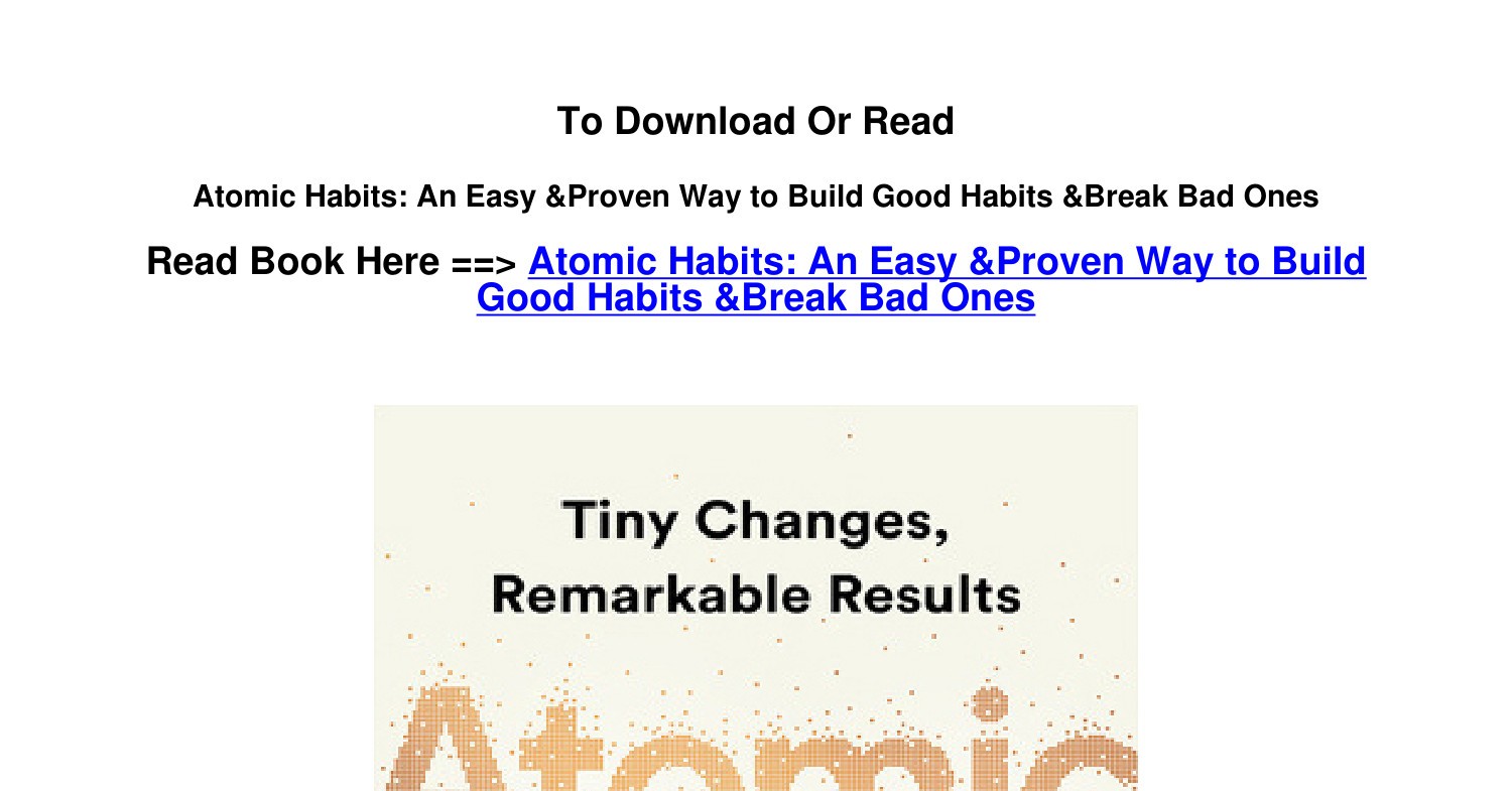 download EPUB Atomic Habits An Easy Proven Way to Build Good Habits Break .pdf | DocDroid