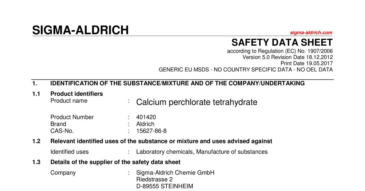 Calcium perchlorate tetrahydrate SA.pdf | DocDroid