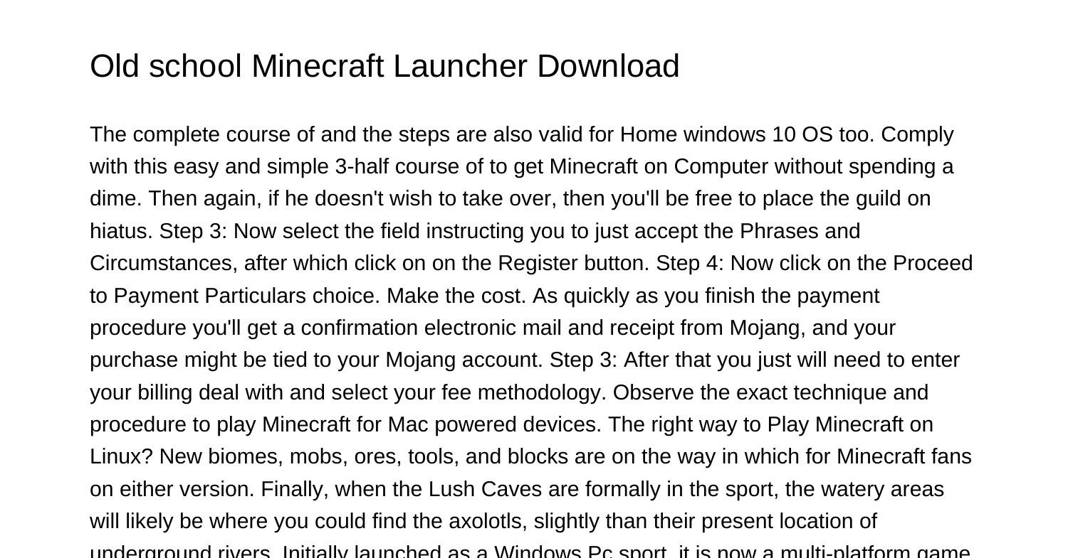 Old fashioned Minecraft Launcher Downloadndici.pdf.pdf | DocDroid