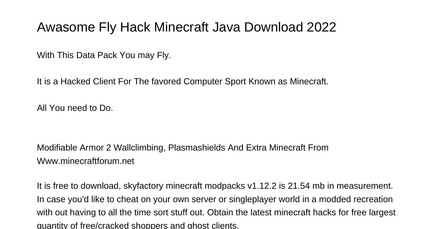 Awasome Fly Hack Minecraft Java Download 2022xtppx.pdf.pdf | DocDroid