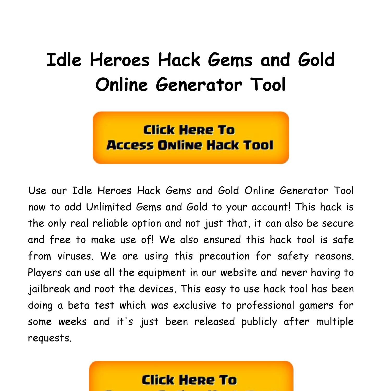 Idle Heroes Hack Gems and Gold Online Generator Tool.pdf | DocDroid