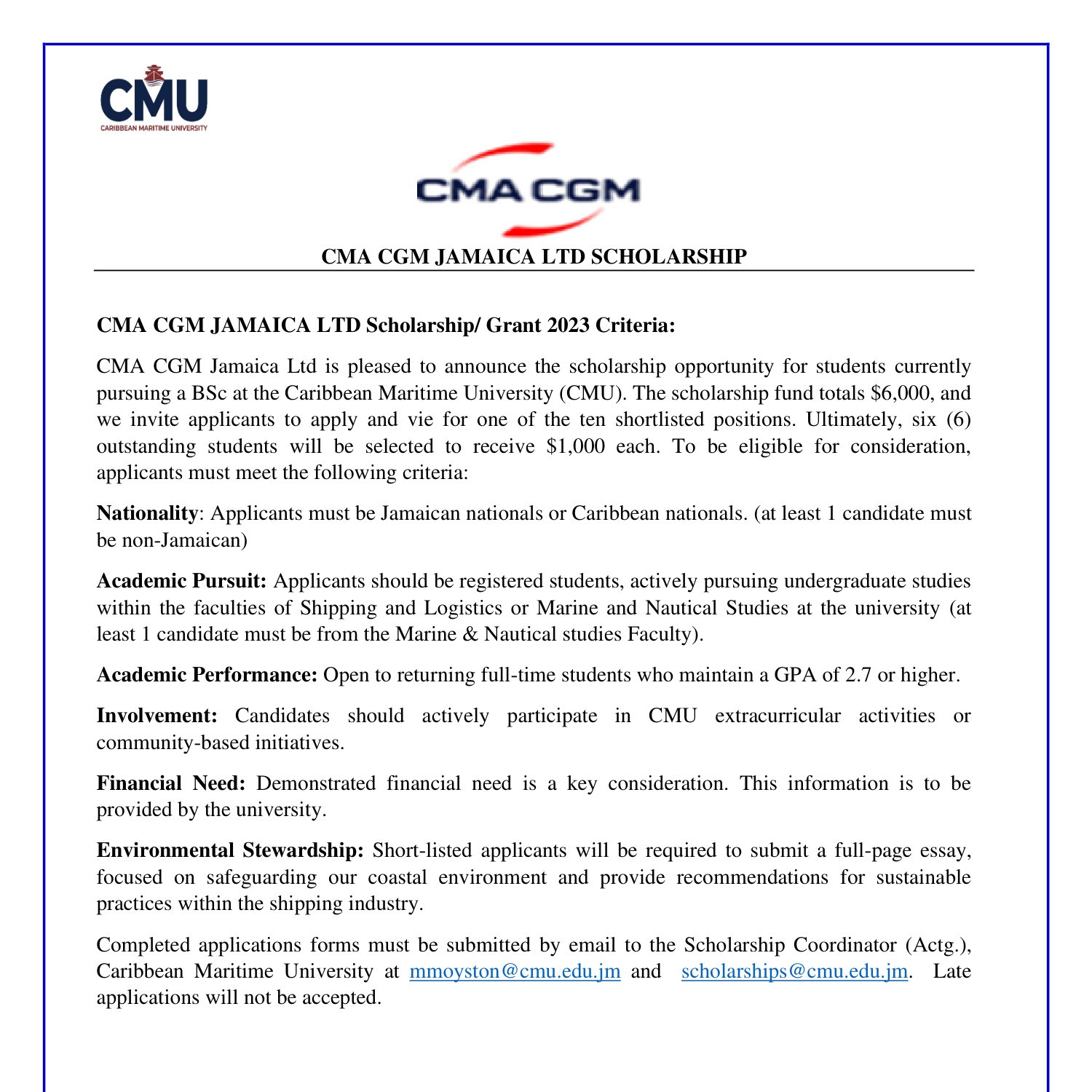 CMA CGM JAMAICA LTD Application Form .pdf | DocDroid