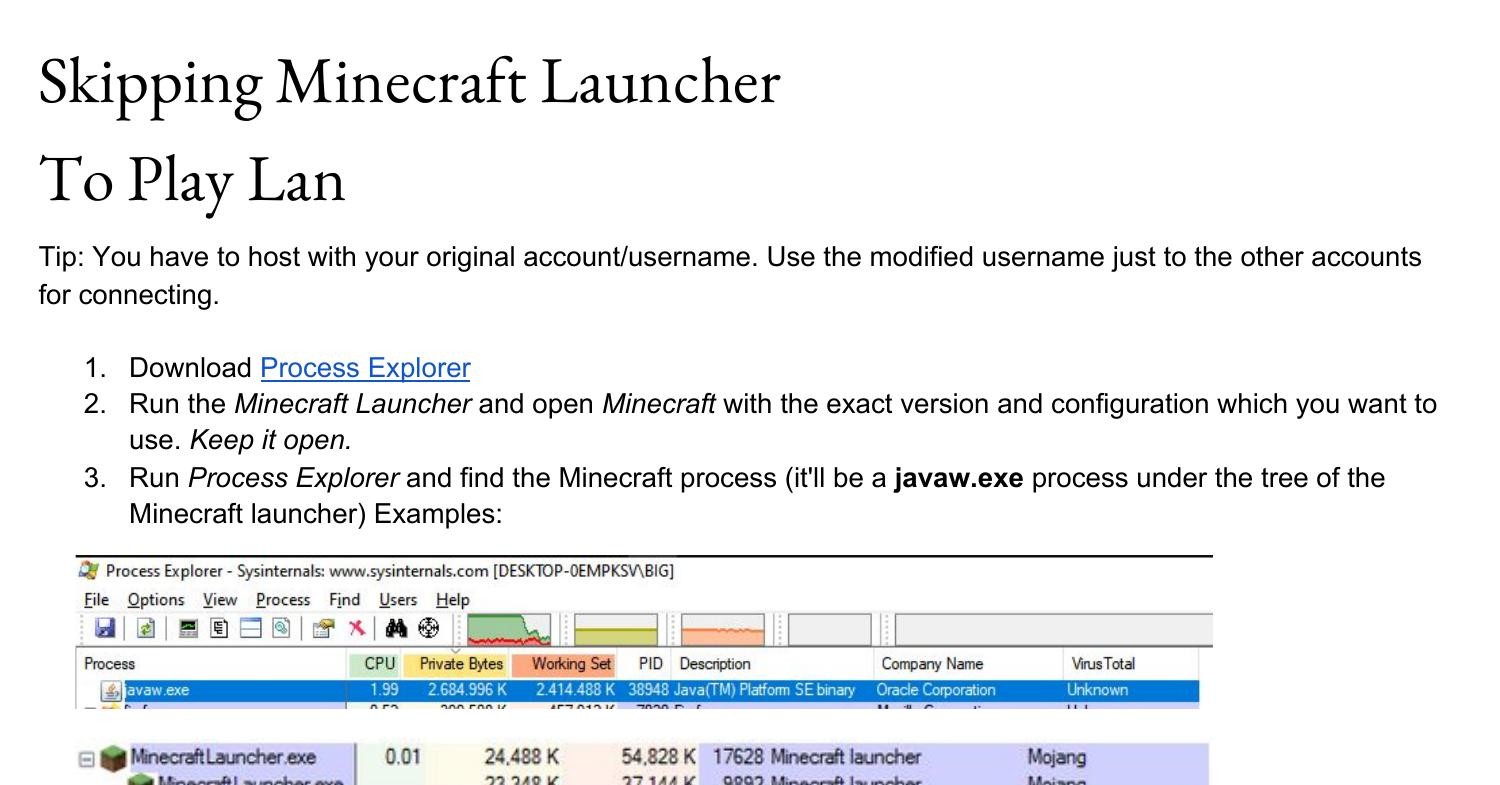 Skipping Minecraft Launcher to play lan .pdf | DocDroid