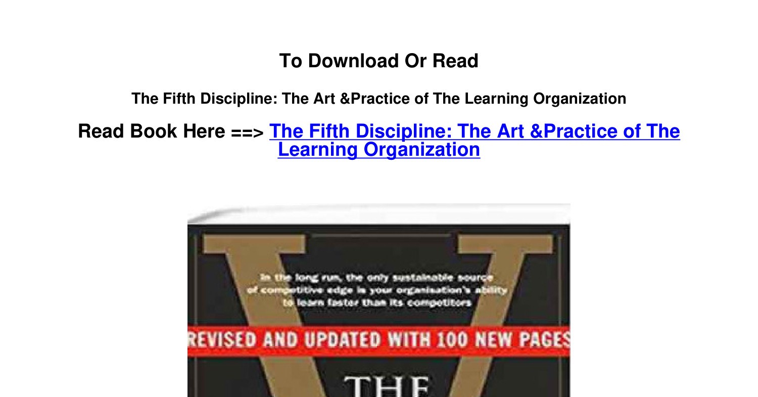PDF DOWNLOAD The Fifth Discipline The Art Practice of The Learning .pdf | DocDroid
