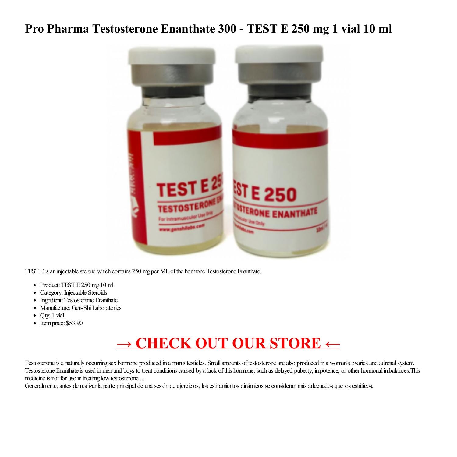 Pro Pharma Testosterone Enanthate 300 - TEST E 250 mg 1 vial 10 ml-html ...